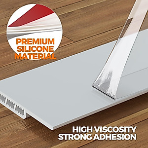 Holikme 2 Pack Door Draft Stopper Under Door Draft Blocker Insulator Door Sweep Weather Stripping Noise Stopper Strong Adhesive White 37" Length