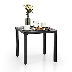 Sophia & William Small Metal End Side Table, Indoor Outdoor Square Bistro Tables, Portable Coffee Table, Rust & Weather Resistant, Black, 18.9"