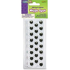 Creativity Street - AC3438-02 Peel and Stick Wiggle Eyes, Assorted Sizes, Black on White, Set of 137