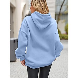 EFAN Hoodies for Women Oversized Sweatshirts Fall Fashion Outfits 2024 Clothes Fleece Solid Basic Soft Workout Loose Tops Sweaters Light Blue