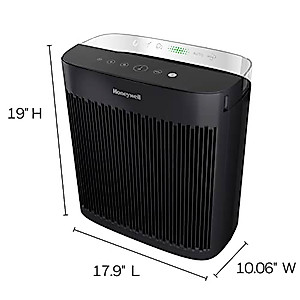 Honeywell InSight HEPA Air Purifier with Air Quality Indicator and Auto Mode, Allergen Reducer for Large Rooms (360 sq. ft), Black, Wildfire/Smoke, Pollen, Pet Dander & Dust Air Purifier, HPA5200
