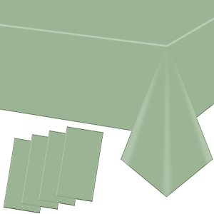 Sage Green Plastic Tablecloths Disposable, Light Green Outdoor Tablecloth Sage Table Cover Supplies for Bridal Shower Baby Shower Birthday Wedding House Warming Party Decorations, 108'' x 54'', 4pcs