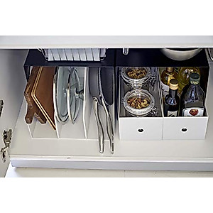 Yamazaki Home Cabinet Storage Organizer | Set of 2 | Kitchen Pantry | Steel | Riser, One Size, Black
