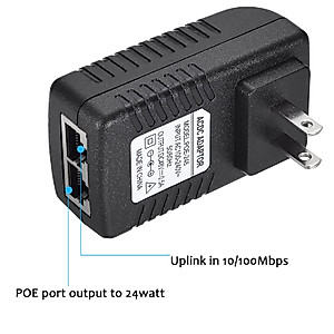 Bawofu 48V 24W 0.5A PoE Power Adapter Supply Injector Ethernet with US Wall Plug, IEEE 802.3af Compliant, 10/100Mbps, for IP Voip Phones Cameras PoE Devices, 2Pack