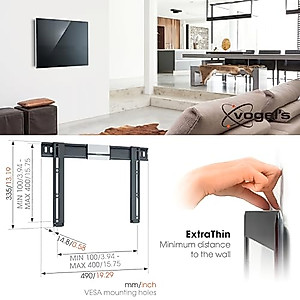 Vogel's THIN 405 flat TV wall mount for 26-55 inch TVs | Max. 55 lbs (25 kg) | Max. VESA 400x400 | Ultra slim TV wall mount | TÜV certified