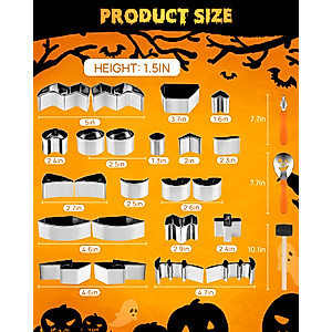 JUSTOTRY Halloween Pumpkin Carving Set 26Pcs Pumpkin Face Shape Cookie Cutters Tool Easy & Safe Adults Kids DIY, Stainless Steel 23 Molds with 3 Tools for Decoration Decorating Stencils Metal
