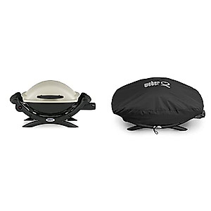 Weber Q1000 Gas Grill, Titanium with Cover