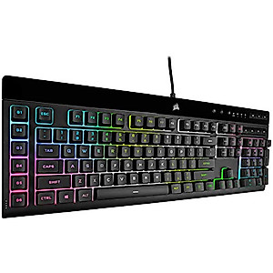 Corsair K55 RGB PRO XT - Dynamic Per-Key RGB Backlighting - Six Macro Keys with Elgato Stream Deck Software Integration-IP42 Dust and Spill-Resistant-Detachable Palm Rest-Media and Volume Keys-Black