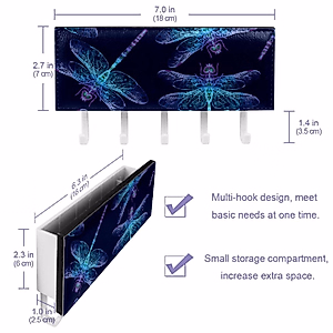 Self Adhesive Hooks Wall Mounted, Coat and Hat Hooks Rack, Dragonfly Navy Blue Towel Hanger Hook, Door Bathroom Kitchen Bathroom Decor