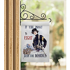 USBrotherhood Join Garden Flag Set Wall Holder Armed Forces Marine Corps USMC Semper Fi United State American Military Veteran Retire House Banner Small Yard Gift Double-Sided, Made in USA