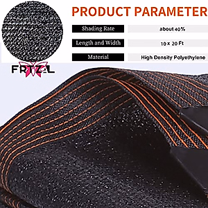 40% Shade Cloth, Resistant Sun Shade Net 10x20FT Mesh Tarp with HDPE Material and Reinforced Grommets Shade Trap for Greenhouse, Plant, Pergola, and Backyard Patio Sunshade (10ft*20ft 40%)