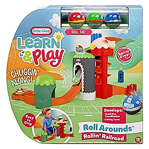 Little Tikes Learn & Play Roll Arounds Rollin' Railroad, Including 3 Toy Train Cars & Playset, Easy Grip & Roll - Birthday Gifts for Kids, Toddler, Boys Girls Ages 18 Months 1 2 3+ Years