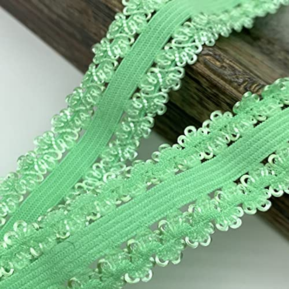 10/15/20/25mm 5yards Lime Green Lace Elastic Ribbon Fold Over Neon Green Lace for Sewing Lace Trim Waist Band