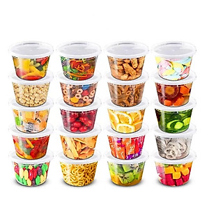 STARANDBEE [20Pack] 16oz, Food Storage Containers with Lids, Plastic Deli Containers, Meal Prep Containers, Microwave and Freezer Safe, Stackable, Leakproof, BPA Free, Clear