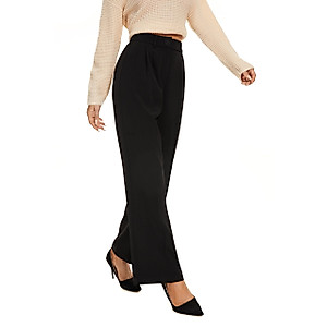 FUNYYZO Women Wide Leg Pants High Elastic Waisted in The Back Business Work Trousers Long Straight Suit Pants