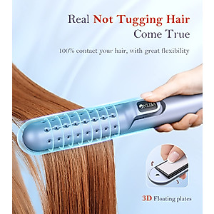 360° Airflow Hair Curling Flat Iron, 2 in 1Hair Curler & Straightener for All Styles, with 15S PTC Fast Heat-Up, 3D Floating Plate & 48 Tiny Ionic Air Vents for Better Maintain Your Look