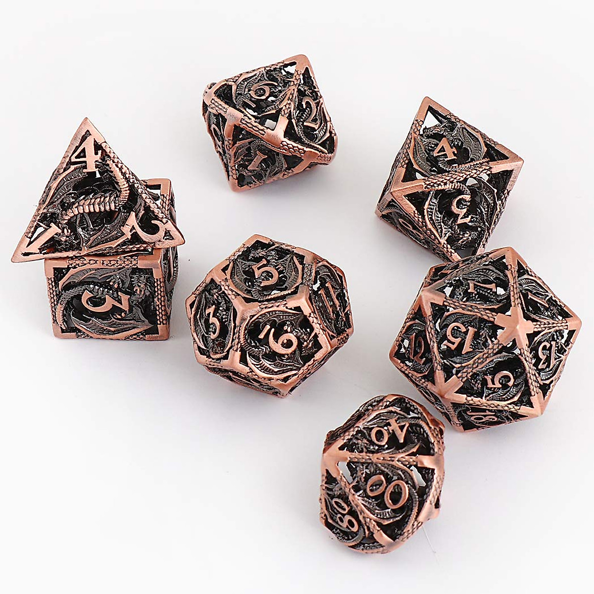 Hollow Metal dice DND Dragon Pattern for DND Games RPG Explorer Barbarian World and Table Games DND Dungeons & Dragons RPG