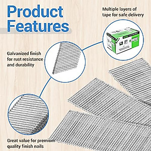 meite 16 Gauge Angled Finish Nails 2-1/2-Inch 20-Degree Galvanized Finishing Nails for Electric or Pneumatic Nailer Guns - Perfect for Window Trim, Cabinet Building and Other DIY Projects (2,000 PCS)