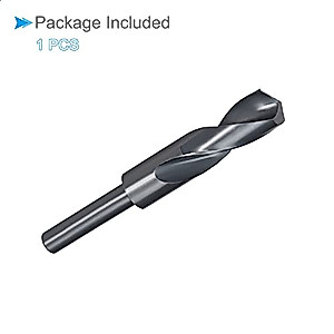 CoCud Reduced Shank Drill Bit, 21mm Cutting Edge 1/2" Shank, Nitride Coated High Speed Steel 6542 Twist Drill Bits - (Applications: for Stainless Steel Metal Wood)