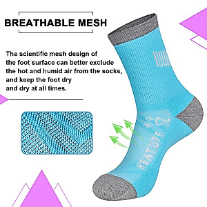 Heatuff Womens 6 Pack Hiking Crew Socks Performance Athletic Cushion Outdoor Trekking Sock