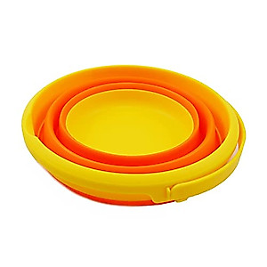 SAMMART 5.5L (1.4 Gallon) Collapsible Plastic Bucket - Foldable Round Tub - Portable Fishing Water Pail - Space Saving Outdoor Waterpot (Yellow/Carrot)