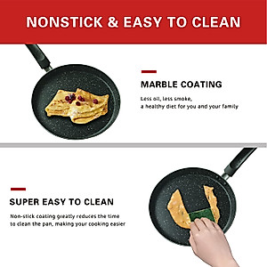 LECOOKING Nonstick Dosa Pan, Comal Para Tortillas, Non-Stick Pancake Griddle Compatible with Induction， also for Crepes.9.5 inch