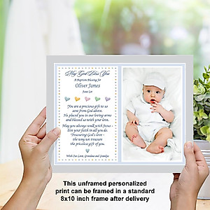 Poetry Gifts Baptism, Christening or Dedication Blessing for Baby Boy Personalized with Name and Photo, 8x10 Inch Custom Print
