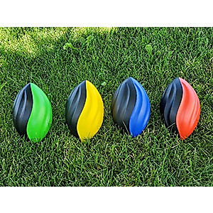 LMC Products 7" Spiral Mini Football for Kids 4 Pack - Kids Football - Foam Footballs for Kids - Soft, Small Footballs for Kids (Red, Yellow, Blue and Green)