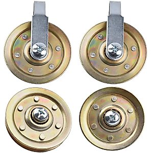 Heavy Duty Garage Door 3" Pulley Kits, 3/8" bore 200LB Load Rating, Kits Including 2 Stationary Pulleys and 2 Rear Wheel Pulleys with Clevis Fork, 2 Bolts 3/8-16 x 2 Long and 2 Serrated Flange Nuts