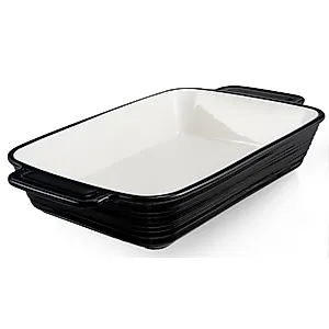 LIFVER Casserole Dish for Oven, 9x13 Ceramic Baking Dish, 115oz Large Lasagna Pan, Durable Deep Baking Pan with Handles, Oven Safe, Home & Kitchen Decor Gifts, Black
