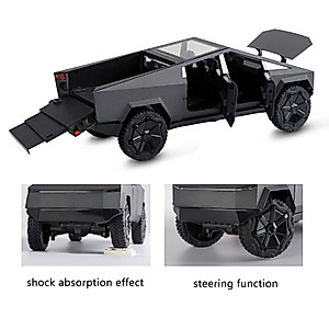 Toy Trucks for Boys Cybertruck Model Green Pickup Truck 1/24 Diecast Metal Toy Cars with Sound and Light for Kids Age 3 Year and Up