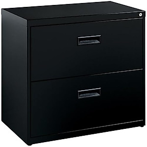 Hirsh 30" W Metal 2 Drawer Lateral File Cabinet Set Black with Front/Back Rails, Fully Assembled