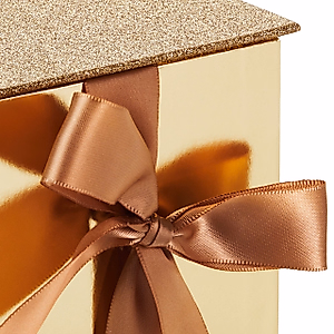 Hallmark Signature 4" Small Gift Box with Paper Fill (Gold Glitter) for Weddings, Engagements, Graduations, Holidays, Christmas, Valentines Day and More