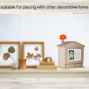 MonJolly Pet Urn, Wood Cremation Box with Photo Frame and Pawprint Clay for Personalized Urns. Memorial Keepsake for Ashes of Dogs, Cats, Small Animals. Bag for Ashes Included. Pet Memorial Gift.