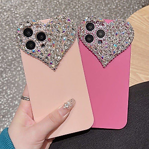 IAIYOXI Cute 3D Glitter Case for iPhone 14 Pro Max, Sparkling Aesthetic Heart Gems Bling Case, Pretty Shine Colorful Diamond Soft TPU Bumper Case for Women Girl-iPhone 14 Pro Max, White