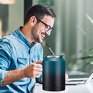 VICKNIY 50 oz Mug Tumbler with Handle and Straw - 2-in-1 Lid, Silicone Water Bottle Boot, Stainless Steel Coffee Mugs, Double Wall Insulated Water Cup Keep Cold-36H Hot-24H, 50oz Large Tumbler Jug