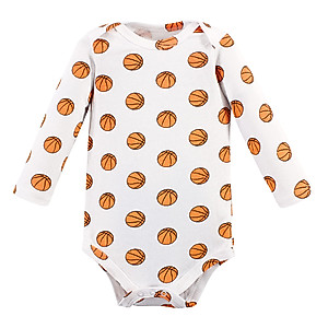 Hudson Baby Girls Bodysuits Unisex Cotton Long-Sleeve Basketball, 3-6 Months, Basketball, 3-6 Months US