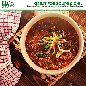 HeloGreen 24 oz. 50 Count 100% Compostable Bowls – Paper Bowls, Eco Friendly Biodegradable, Disposable Bowls, Hot Soup and Cold Food, Heavy-Duty Quality, Natural, Made of Bagasse Sugar Cane Fibers