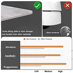 AmoUnico 63 inch Marble Sintered Stone Dining Table, Rectangular Modern Dinner Table for 6-Seat with Metal Legs, Restaurant Table for Living Room (Gloss Grey, Slanted Legs)