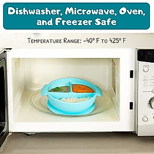 Silikong Divided Suction Bowl for Toddlers | BPA Free | Microwave, Dishwasher and Oven Safe | Fits Most Highchair Trays | Stay Put Baby Feeding Plates and Dishes for Kids and Infants (Pink)