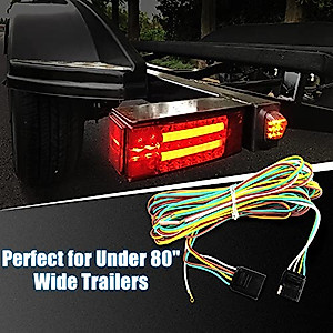 LiLoom 36ft 4 Wire Trailer Light Wiring Harness Extension, Kit 4-Way Plug 4 Pin 28' Male & 8' Female with White Ground Wire Extension & Wishbone-Style Wiring Harness for Utility Boat Trailer Lights