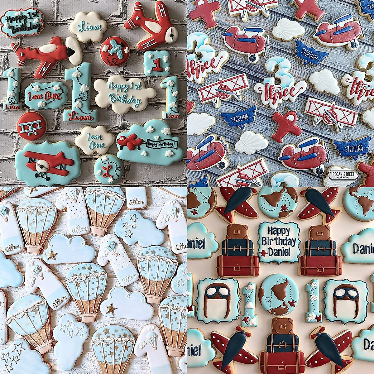 Plane Cookie Cutters Set - 7pcs Airplane Travel and Flying Stainless Steel Cutter Mold for Kitchen Baking Airplane, Cloud Shape Anniversary Birthday Wedding Party Supplies