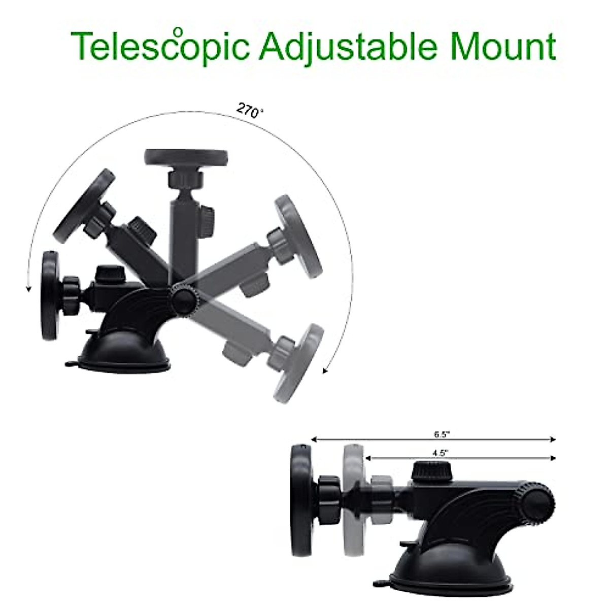 KLEVERIDE - Magnetic Wireless Charger Car Mount/Phone Holder with Flexible Angle, Fast Charging, Strong Magnet, Mounted on Dashboard/Windshield/Air Vent, Compatible with MagSafe iPhone 12/13/14 Series