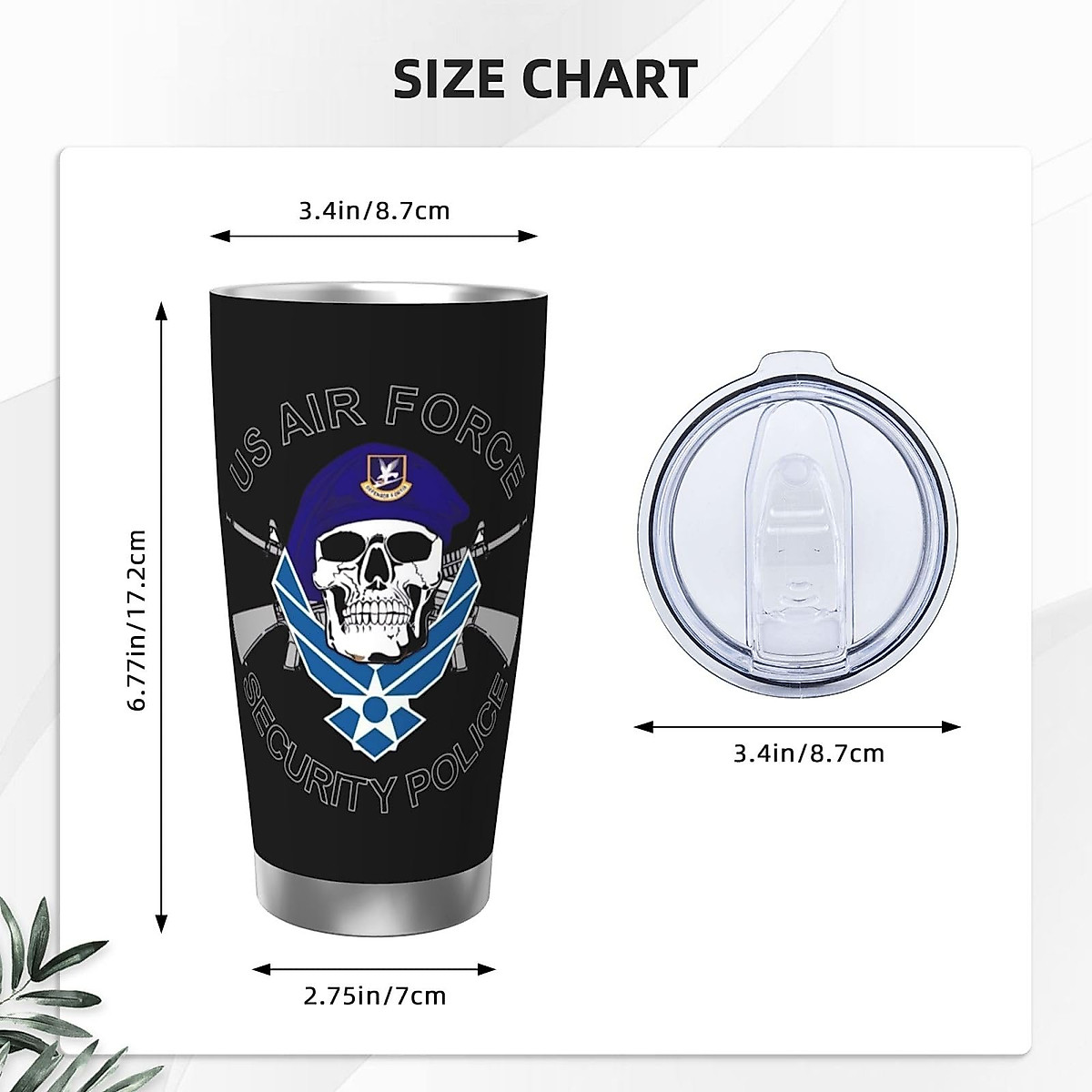 Biaomn Us Air Force Security Police Stainless Steel Tumbler Vacuum Insulated Travel Tumbler With Lid Coffee Mug Car Cup For Home Office Outdoor 20oz