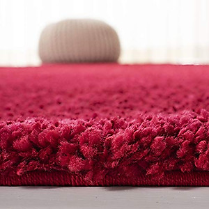 SAFAVIEH August Shag Collection Runner Rug - 2'3" x 12', Red, Solid Design, Non-Shedding & Easy Care, 1.2-inch Thick Ideal for High Traffic Areas in Living Room, Bedroom (AUG900Q)