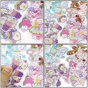 Aimeio Super Cute Cartoon Animals Transparent PVC Stickers for Diary Calendar Albums Decoration Scrapbook Planner Journal Child DIY Toy School Office Supplies,4 Pack
