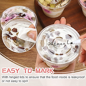 200 Pcs 9 oz Disposable Overnight Oats Jars Container with Lids and Spoons Set, Include 100 Pieces Plastic Yogurt Parfait Cups with Lids and 100 Pcs Spoons for Breakfast Snack Fruit, Veggies and Dips