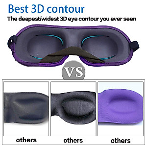 REEBENT 3D Eye mask for Sleeping,Machine Washable, Sleep Mask for Women, Blinder Blindfold Airplane (Black+Purple)