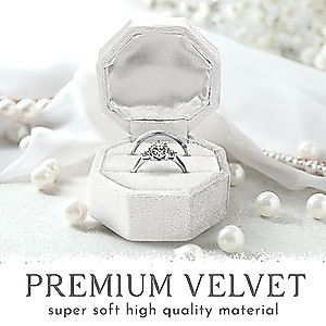 Ring Box for Wedding Ceremony, Ring Box, Wedding Ring Box, Engagement Ring Box, Velvet Ring Box, Ring Boxes, Wedding Ring Boxes for Ceremony, Double Ring Box, Velvet Ring Box Wedding (White)