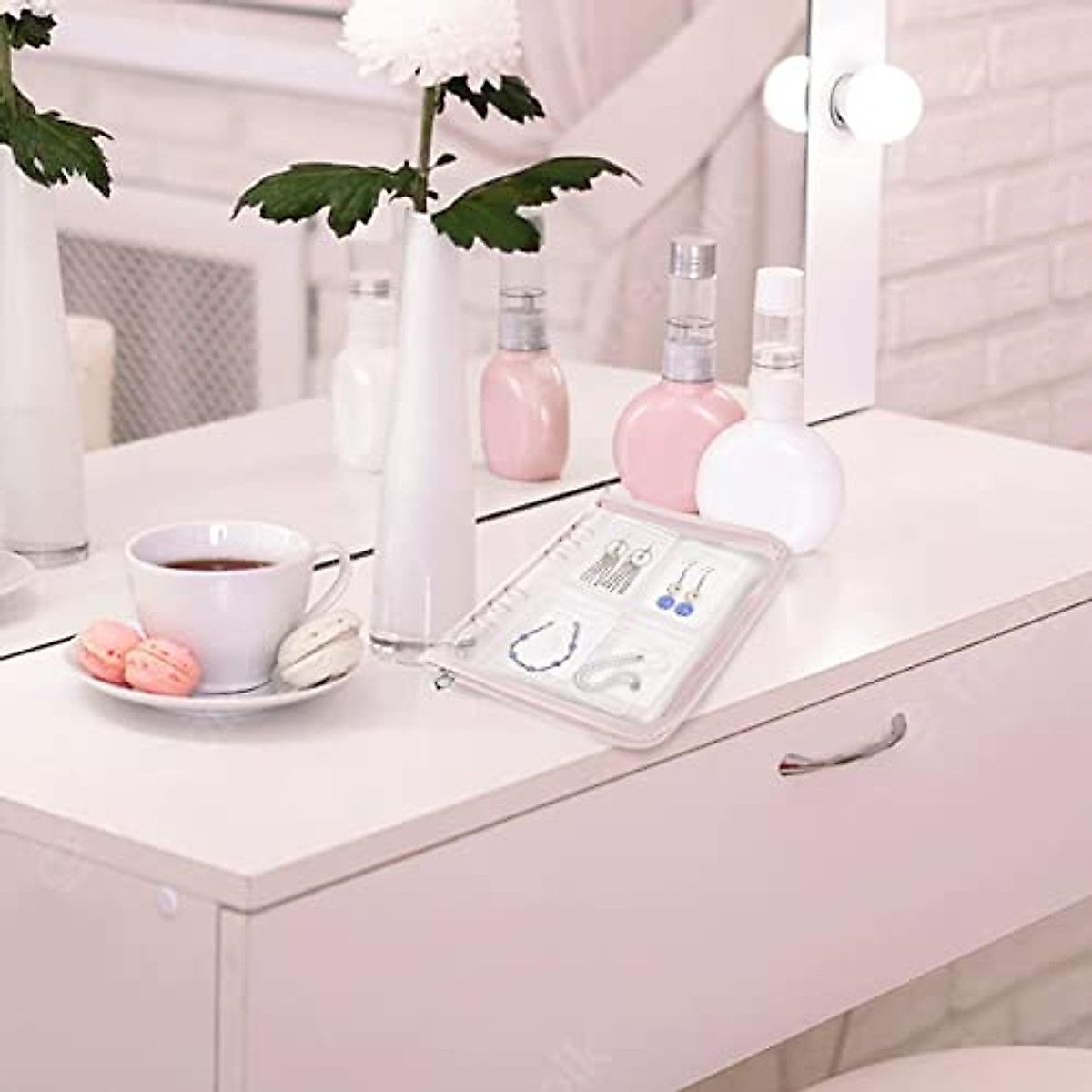 Transparent Jewelry Organizer, Jewelry Storage Book with Pockets, Travel Jewelry Storage Album Binder Zipper Pouch Bag for Necklaces Earrings Ring Display - 80 Grids+80 Anti-Oxidation PVC Bags